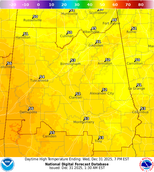 NOAA Graphical Forecast for Birmingham, AL