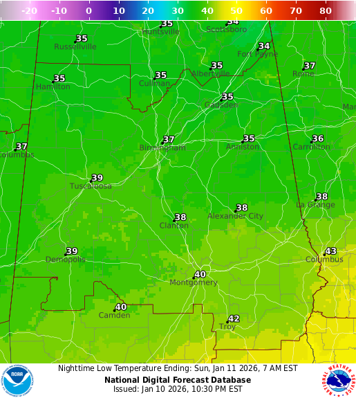 NOAA Graphical Forecast for Birmingham, AL